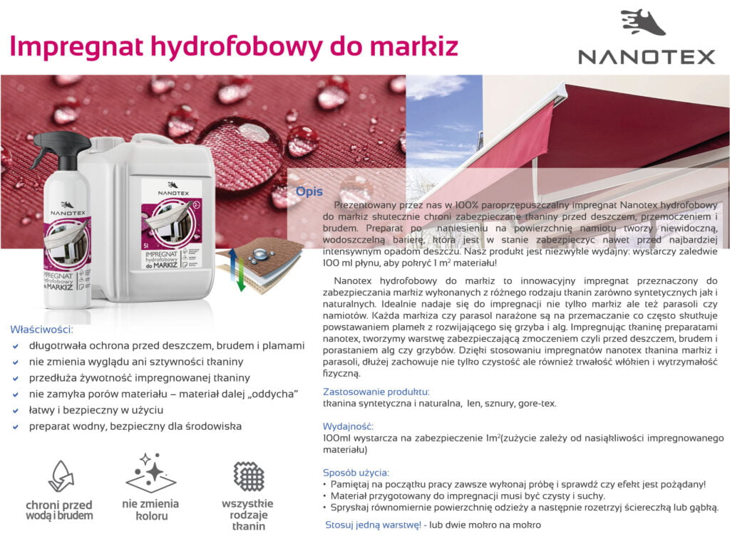 NanoTex hydrophobic impregnation for awnings - Districhem.eu