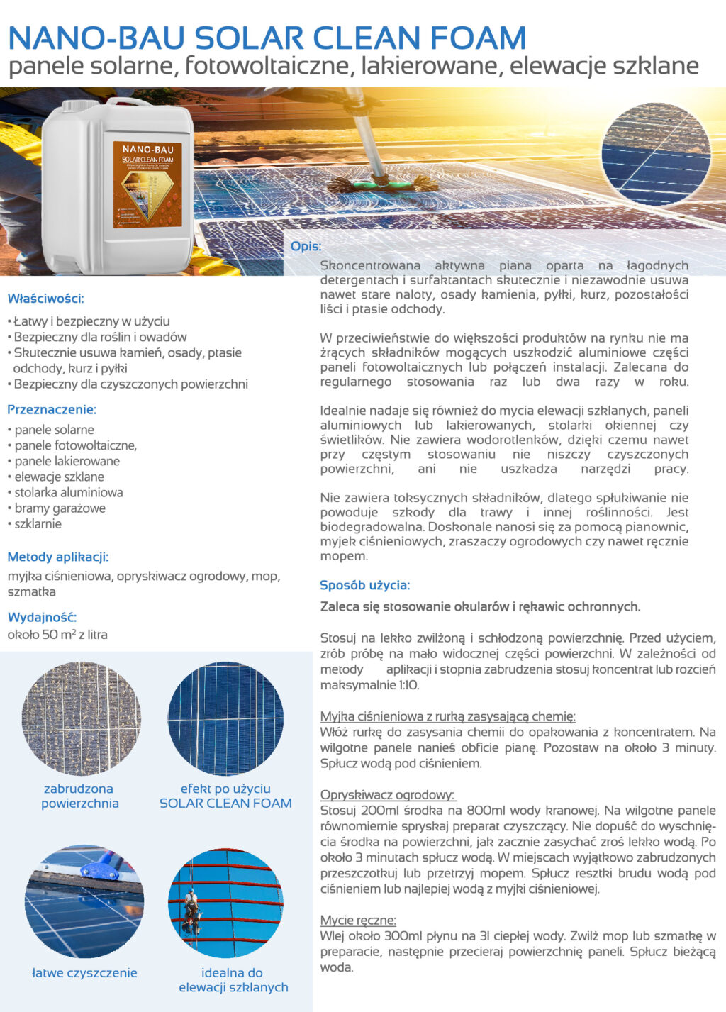 Nano-Bau SOLAR CLEAN FOAM - preparation for cleaning solar panels ...